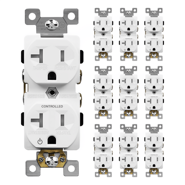 Enerlites Half Controlled 20A Tamper-Resistant Duplex Style Plug Load ...