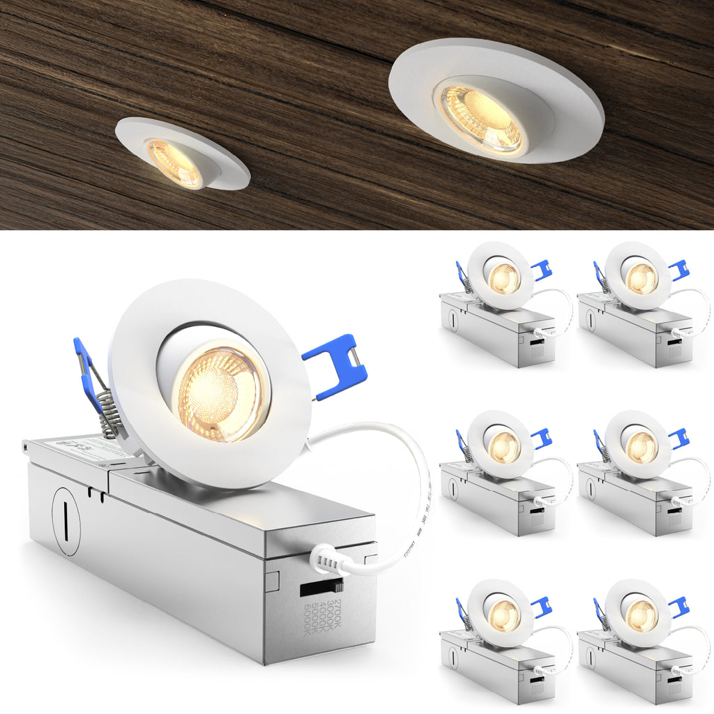 Recessed LED Lighting, 2 Inch, Slim Gimbal, Selectable CCT, 360 Lumens ...
