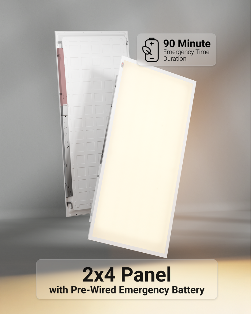 LED Ceiling Panel Light with Emergency Battery, 50W/40W/30W, 2x4, Sele ...