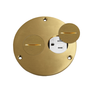 Enerlites 4” Dia. Brass Flush Round Cover Plate with 20A Duplex Tamper ...