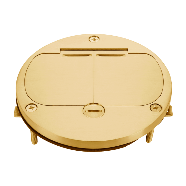 Enerlites 4” Dia. Brass Flush Round Dual Flip Lid Cover Plate with 20A ...