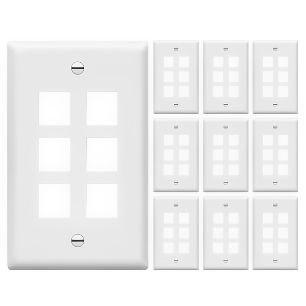 Enerlites Multimedia Face Plates 6-Port 1-Gang Keystone – Sunco Lighting