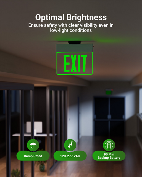 LED Edge-Lit Clear Exit Sign (Green), Single-Sided – Sunco Lighting