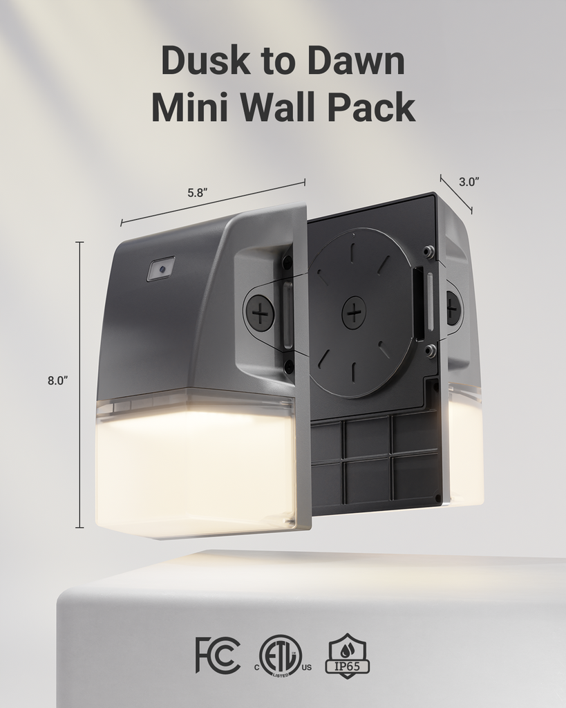 LED Mini Wall Pack, 25W/20W/15W, Dusk to Dawn Photocell, Selectable Wa ...