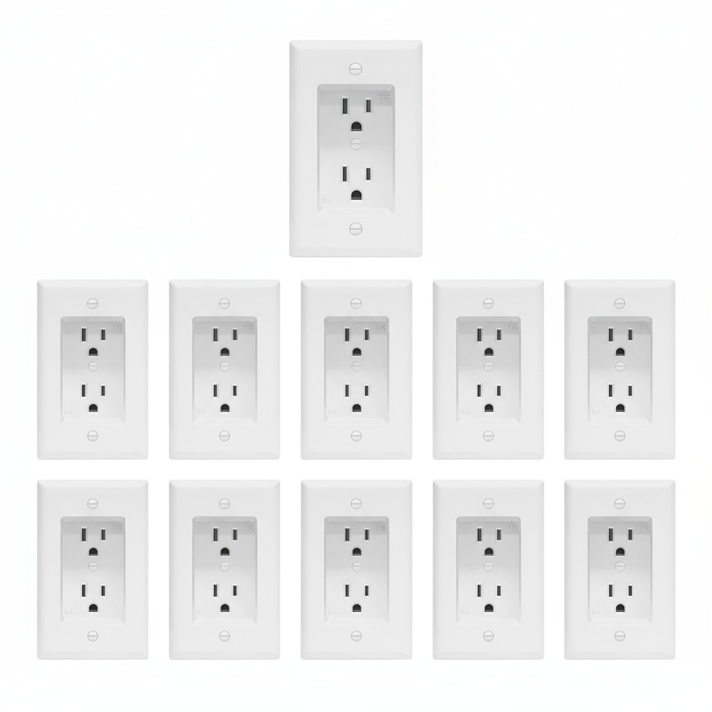 Enerlites Residential Grade 15A Recessed Tamper-Resistant Duplex Recep ...